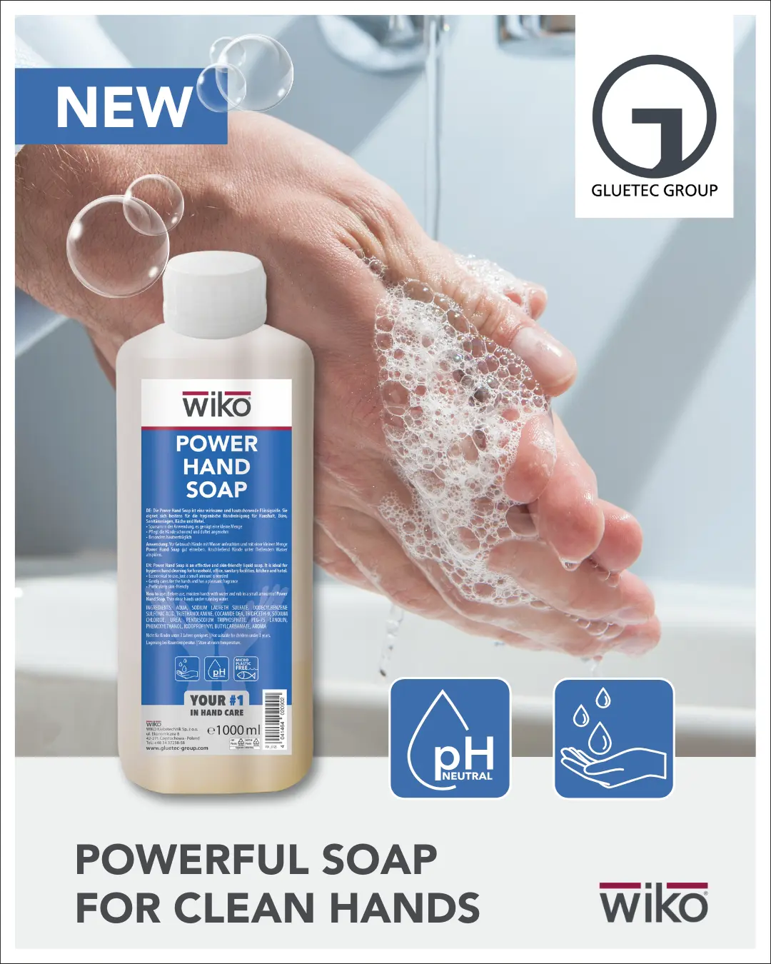 Powerful effect for clean hands - with the new WIKO® POWER HAND SOAP